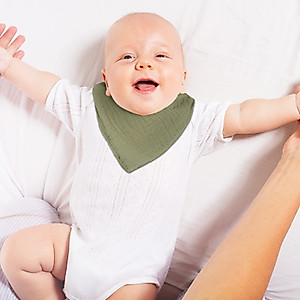 Jiuguva 10 Pieces Muslin Baby Drool Bibs Cotton Teething Bandana for Unisex Boys Girls, 10 Solid Colors Set for Drool Bibs (Multicolor)