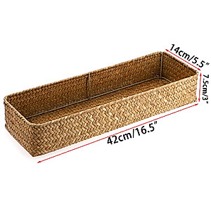 Sumnacon Toilet Paper Basket Bathroom Toilet Paper Storage Basket Seagrass Back of Toilet Storage Basket for Toilet Paper Tissue Towel Woven Toilet Paper Organizer Basket for Bathroom Shelf, Caramel
