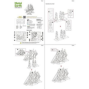 Metal Earth Black Pearl Pirate Ship 3D Metal Model Kit Bundle with Tweezers Fascinations