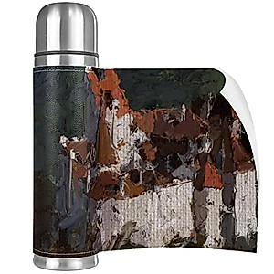 Stainless Steel Leather Vacuum Insulated Mug Castle Thermos Water Bottle for Hot and Cold Drinks Kids Adults 16 Oz