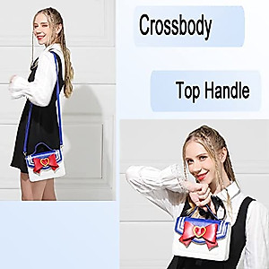 Sailor Moon Inspired Anime Purse Cosplay Top-Handle Handbag Small Shoulder Crossbody Messenger Bag for Women Girls (Blue)