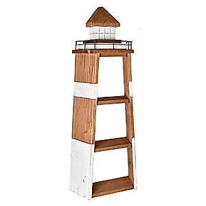 K KILIPES Nautical Wood Lighthouse Shelf Decor, Wall Mounted Hanging Light House Shelf for Beach Theme Bathroom Living Room Home Decor
