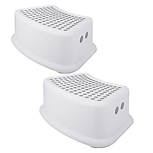 Step Stool for Kids (2 Pack), Toddlers Stool for Potty Training, Bathroom, Kitchen, Bedroom, Toy Room and Living Room. Toilet Stools with Soft Anti-Slip Grips for Safety, Stackable (Grey)