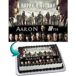 Cakecery The Walking Dead Edible Cake Image Topper Personalized Birthday Cake Banner 1/4 Sheet