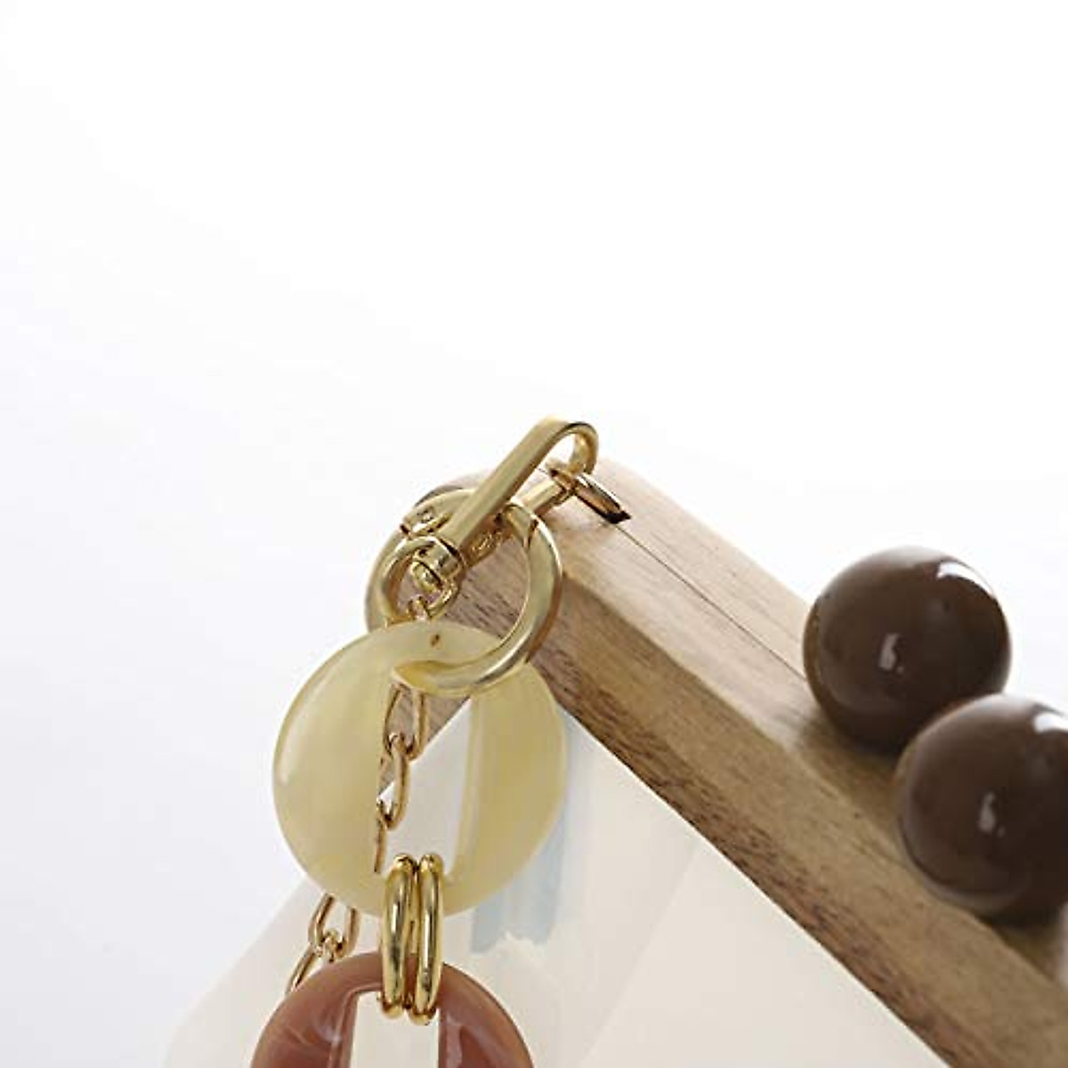 YUSHINY Women Transparent PVC Plastic Handbag Crossbody Durable Evening Bag with Removable Acrylic Curb Shoulder Strap (White)