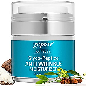 goPure Glyco-Peptide Anti Wrinkle Face Cream - Hyaluronic Acid Moisturizer for Face with Glycolic Acid, Peptides, and Vitamin E - Hydrating Facial Moisturizer with Anti-Aging Formula - 1.7 fl oz