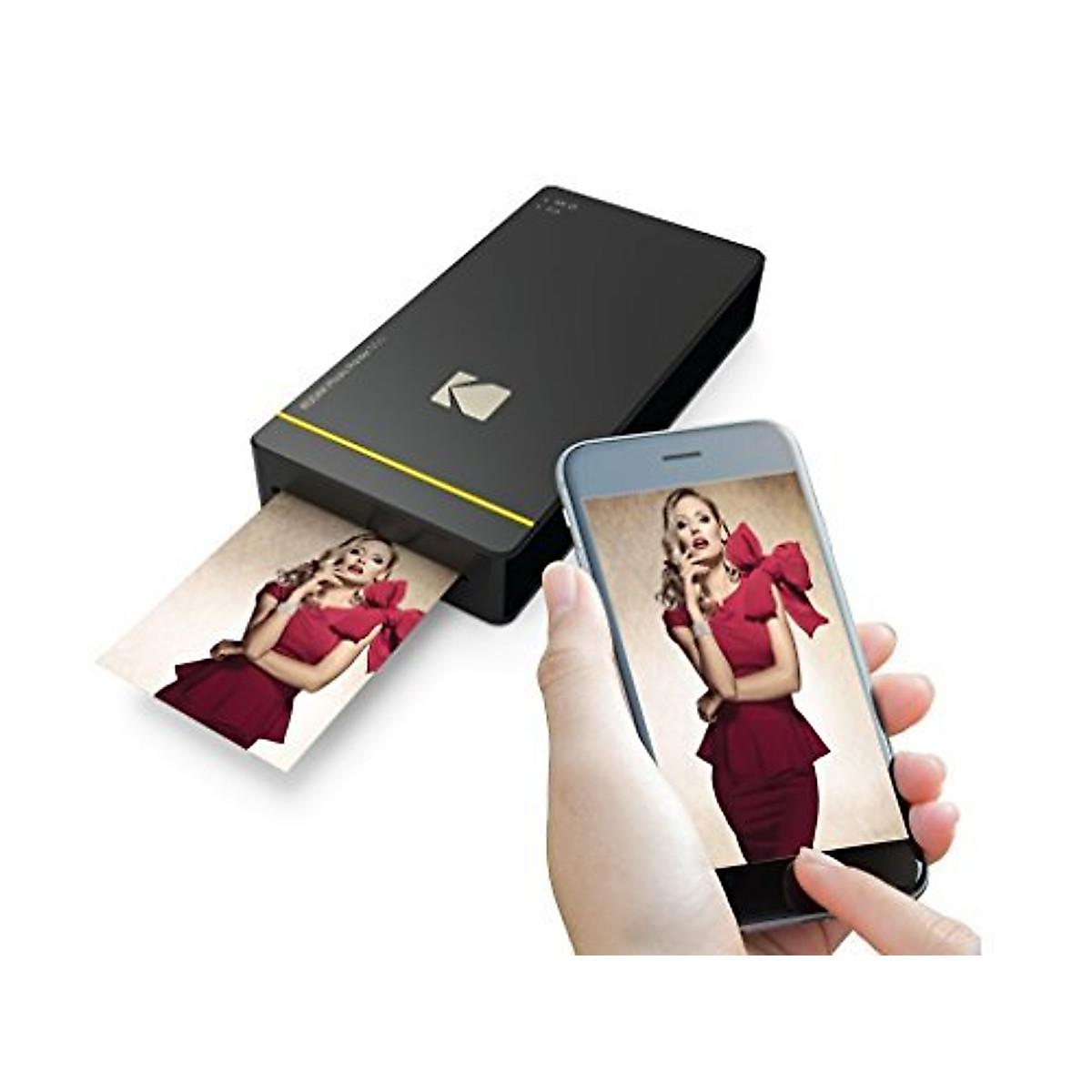 Kodak Mini Portable Mobile Instant Photo Printer - Wi-Fi & NFC Compatible - Wirelessly Prints 2.1 x 3.4" Images, Advanced DyeSub Printing Technology (Black) Compatible with Android & iOS
