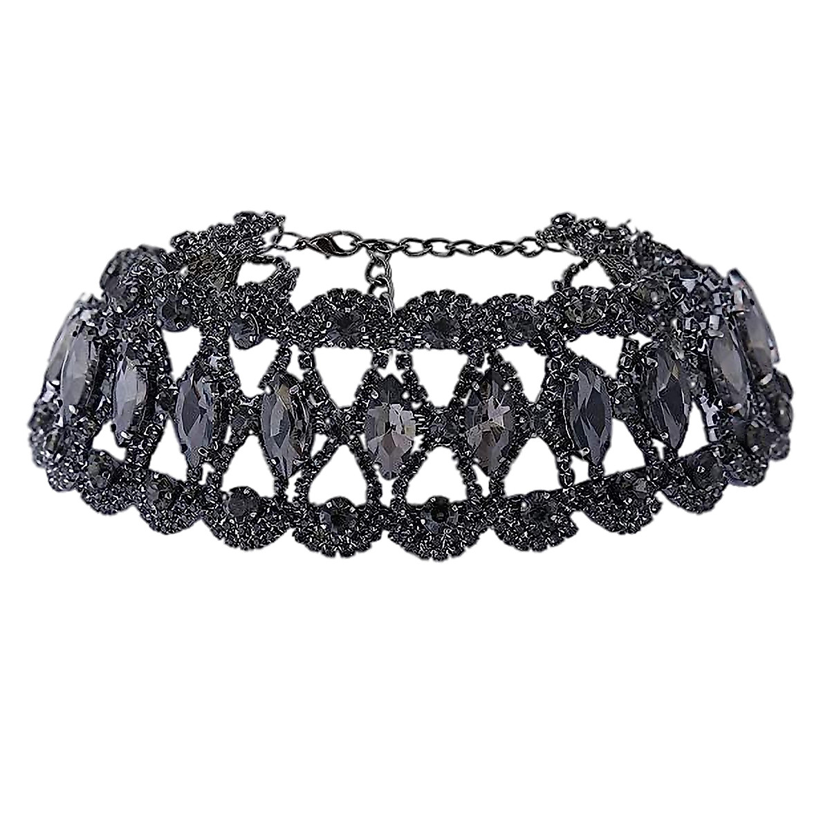 NABROJ Black Choker Chunky Necklaces for Women Y2k Pirate Jewelry, Wide Diamond Rhinestone Flower Gothic Choker Summer Necklace 90s Jewelry for Women Sexy-HL21 Black