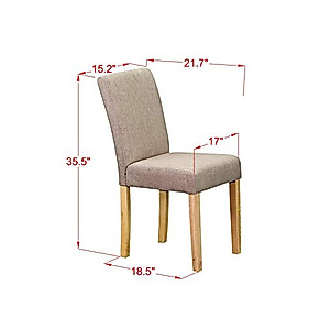 East West Furniture AVAB7-OAK-04 7Pc Oval 42/60" Dinette Table With 18 In Butterfly Leaf And 6 Parson Chair With Oak Leg And Linen Fabric Light Fawn, 7