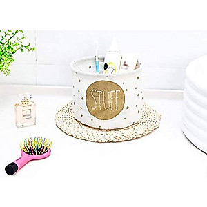 Ciaoed Foldable Cotton Storage Basket Bins Desktop Waterproof Storage Organizer Bag Basket Set of 3