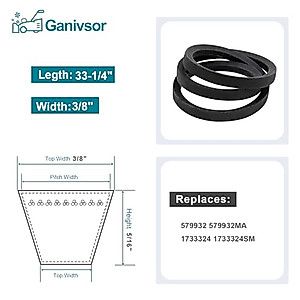 Ganivsor Replacement 3/8" x 33-1/4" 1733324SM 2-Stage Snow throwers Driver Belt Compatible with Murray Craftsman 579932 579932MA