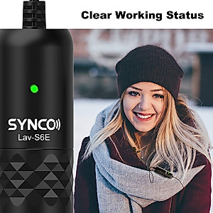 SYNCO G2(A2) Wireless Lavalier Microphone and an Extra 6M Cord lavalier Microphone