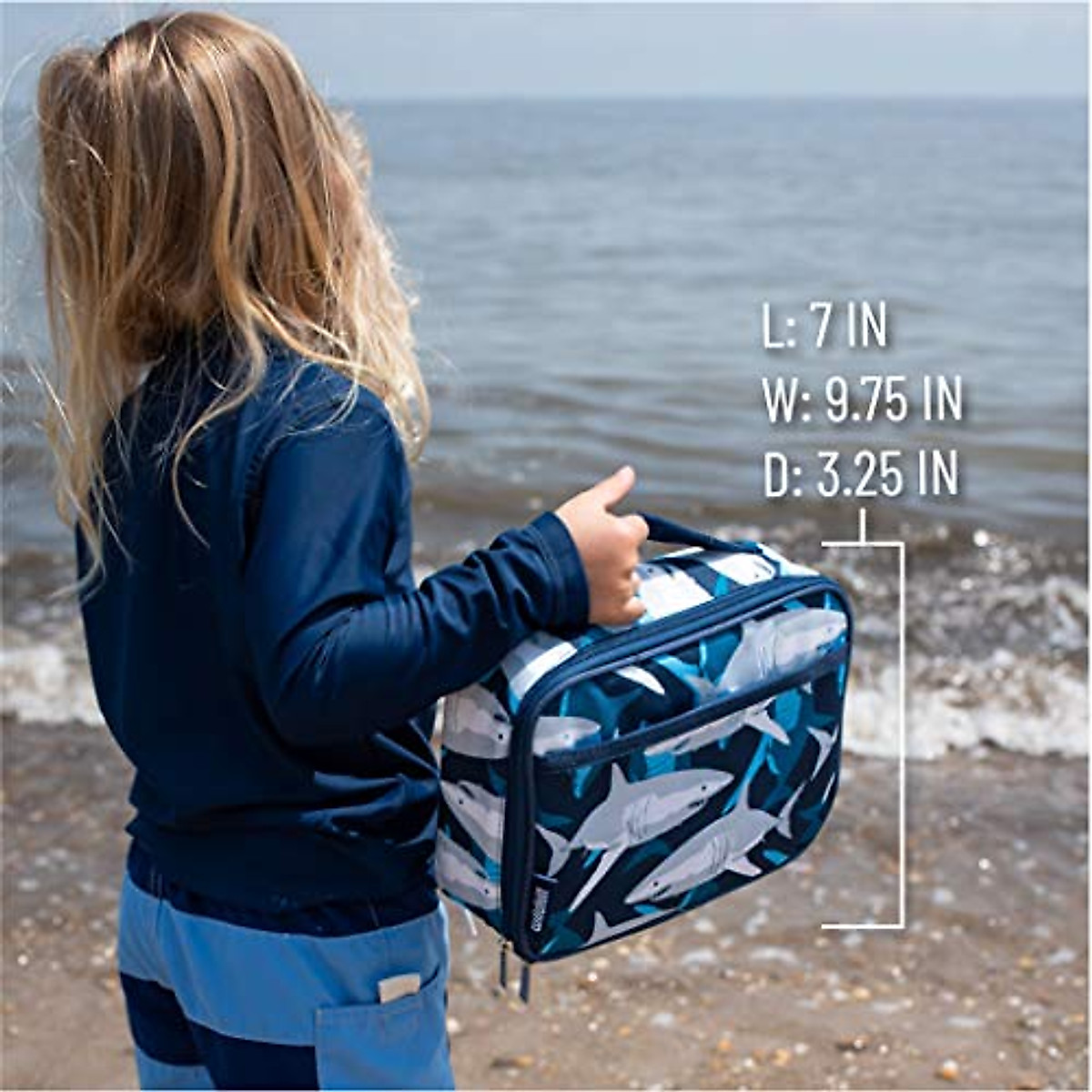 Wildkin Kids Insulated Lunch Box Bag for Boys & Girls, Reusable Kids Lunch Box is Perfect for Elementary, Ideal Size for Packing Hot or Cold Snacks for School & Travel Bento Bags (Sharks)