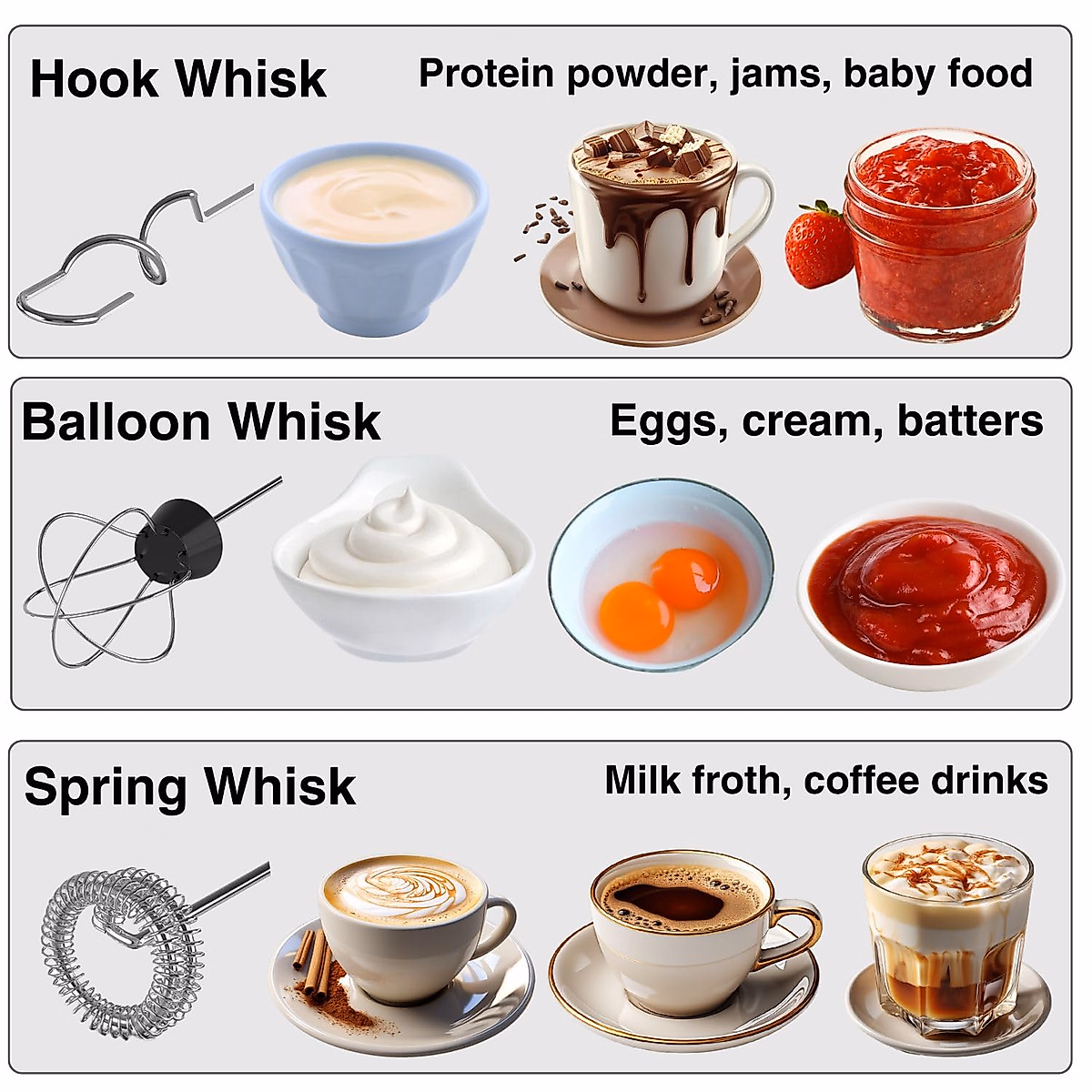 Rechargeable Milk Frother Handheld 3 Speed Coffee Foamer [3 Whisk] Electric Drink Mixer for Latte, Cappuccino, Coffee, Eggs, Hot Chocolate, Protein Black