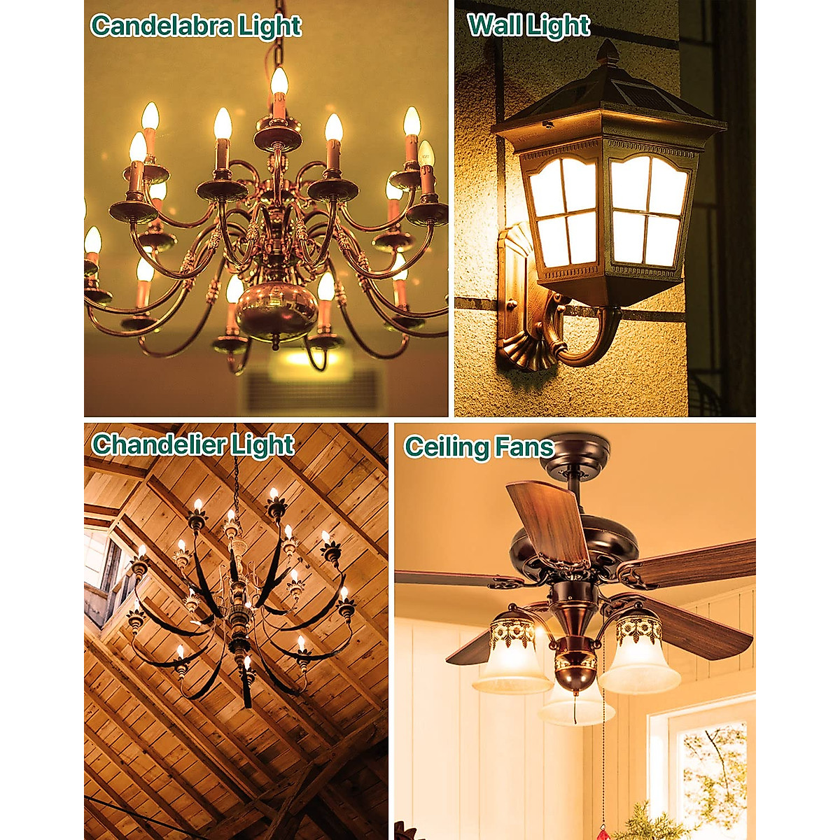 LUTW E12 Candelabra LED Light Bulbs 40 Watts Equivalent, 450 Lumen Type B LED Chandelier Light Bulbs, Warm White 2700K Non-Dimmable B11 Ceiling Fan Bulb, 6 Pack