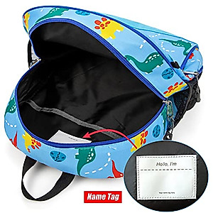JinBeryl Toddler Backpack for Boys, 12 Inch Kids Dinosaur Backpack for Preschool or Kindergarten, Light blue