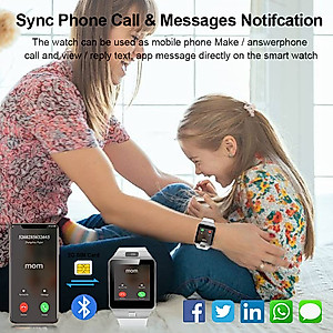 Padgene Bluetooth Smartwatch,Touchscreen Wrist Smart Phone Watch Sports Fitness Tracker with SIM SD Card Slot Camera Pedometer (Black (Black Band))