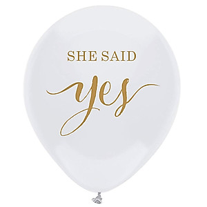 MAGJUCHE White she Said yes Balloons, 16pcs Gold Bridal Shower Engagement, Wedding Send Off Party Decorations, Photo Prop