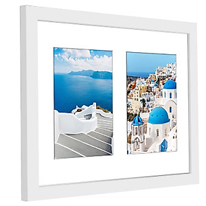 Americanflat 5x7 Double Picture Frame with Shatter-Resistant Glass - Fits Two 5x7 Photos or One 11x14 Picture - Signature Collection - Photo Frame for Wall Display - White