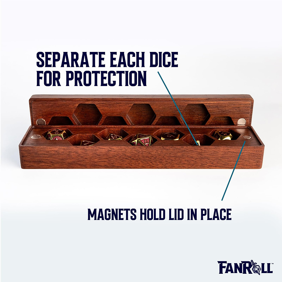 FanRoll by Metallic Dice Games Premium Wood Dice Vault: Purple Heart, Role Playing Game Dice Accessories for Dungeons and Dragons