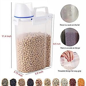 2Pack Food Storage Containers with Lids Airtight and Measuring Cup for Flour,Sugar,Grain,Rice & Baking Supply-Airtight Kitchen & Pantry Bulk Food Storage for Kitchen Organization,Clear 2.5L