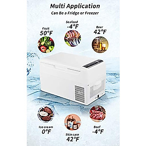 Alpicool C22 Portable Freezer,12 Volt Car Refrigerator with Ice Tray, 23 Quart (22 Liter) Fast Cooling 12V Car Fridge -4℉~68℉, 12/24V DC and 100-240V AC for Outdoor, RV, Truck, Boat (White)