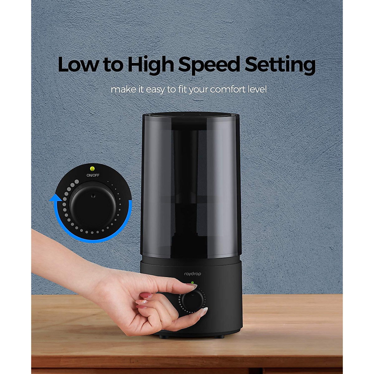 raydrop Humidifiers for Bedroom, Cool Mist Humidifiers for Babies, 1.70L Quiet Ultrasonic Humidifier, Space-Saving, Filterless, Auto Shut Off - (0.45 Gallon, US 110V)