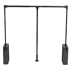 Pull Down Wardrobe Rail Lift Collapsible Closet Rod Retractable Wardrobe Lift Hanger Organizer Heavy Duty 22lb Load Capacity Adjustable Width 32.68-45.28inch,Coat Hook
