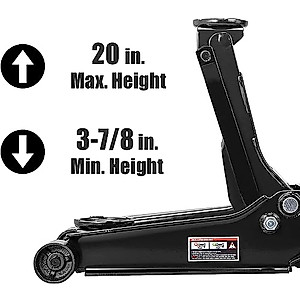 Torin AT84007NB Hydraulic Low Profile Service/Floor Jack with Dual Piston Quick Lift Pump, 4 Ton (8,000 lb) Capacity, Black