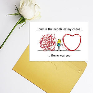 Supoeguk Appreciation Card for Girlfriend Wife, Friendship Card for Women Friend, There Was You in The Middle Of My Chaos