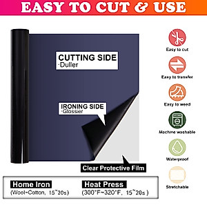 KINGSOW Puff HTV Vinyl Rolls: 10"x4ft 3D Puffy Black Colors Foaming Iron-on Heat Transfer Vinyl Single Roll for T-Shirts, Heat Press Cutter Machine, Bags etc. DIY Crafts