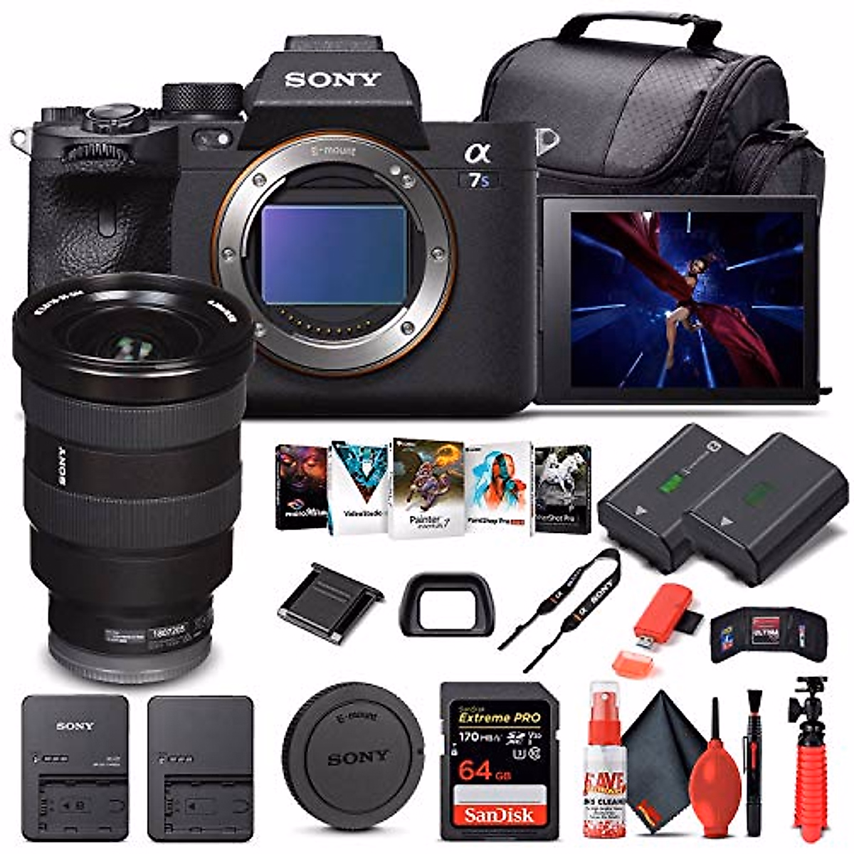 Sony Alpha a7S III Mirrorless Digital Camera (Body Only) (ILCE7SM3/B) + Sony FE 16-35mm Lens + 64GB Memory Card + NP-FZ-100 Battery + Corel Photo Software + Case + External Charger + More (Renewed)