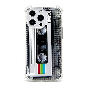 FAteamll Case for iPhone 13 Pro, Matte Finish Heavy Duty Soft Back Cover with Reinforced Corners TPU Soft Bumper Retro Cassette Tape Case Compatible with iPhone 13 Pro(6.1 Inch)