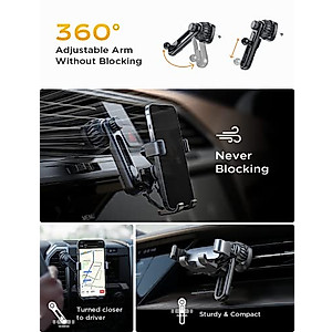 AINOPE Car Phone Holder Mount 2023 Gravity Vent Phone Mount For Car With Extention&Short Air Vent Clip Never Blocking Cell Phone Holder Mount For Car Vent Compatible With iPhone 14 Pro Max 13 and More