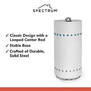 Spectrum Diversified Euro Holder for Kitchen Countertops, Bars & Dining Tables Steel Paper Towel Stand, Fits Standard & Jumbo Rolls, 1 Count, Chrome