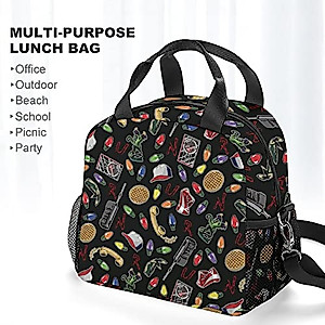 CHSSONG Insulated Lunch Bag Stranger ST Dinner Bag Lunch Box Leakproof Cooler Portable Handbag Reusable Thermal Tote Bag For School Office Picnic, ST-Black, 25.5x22.5x16.5cm(10x8.9x6.5inch)