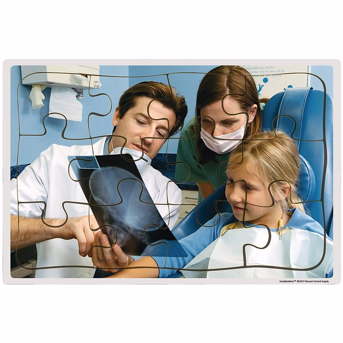 Excellerations Wooden Community Helper Jigsaw Puzzle 11-5/8 inches L x 8-3/8 inches W for Children, 8-12 Piece Puzzles, Set of 12 Puzzles, Preschool