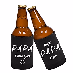 Yangmics Direct 16 oz Black Can Coolers Sleeves - Fun Unique Gift Idea For Him From Daughter, Son, Wife, Grandson, Granddaughter - 2PCS