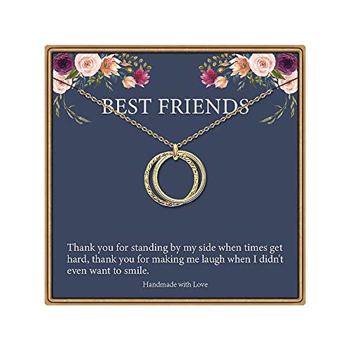 IEFLIFE Circles Necklace for Women Best Friend Necklaces Linked Circle Necklace Gifts for Best Friend Thank You Necklace for Teen Girls