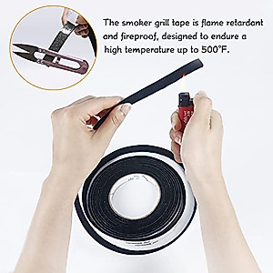GINOYA BBQ Smoker Gasket, 17 Feet High Heat Grill Seal with Adhesive 1/2 inch Wide 1/8 inch Thick (Black)