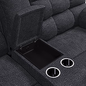 Signature Design by Ashley Wilhurst Reclining Loveseat with Console, Almost Black