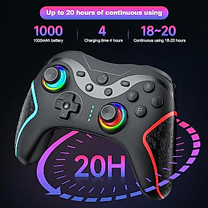 Bidfoce Wireless Switch Controller for Switch/Switch LITE/Switch OLED, Switch Pro Controller with Programming Function, LED Joystick, Adjustable Turbo Vibration,Wake-up Screenshot 【Upgraded Version】