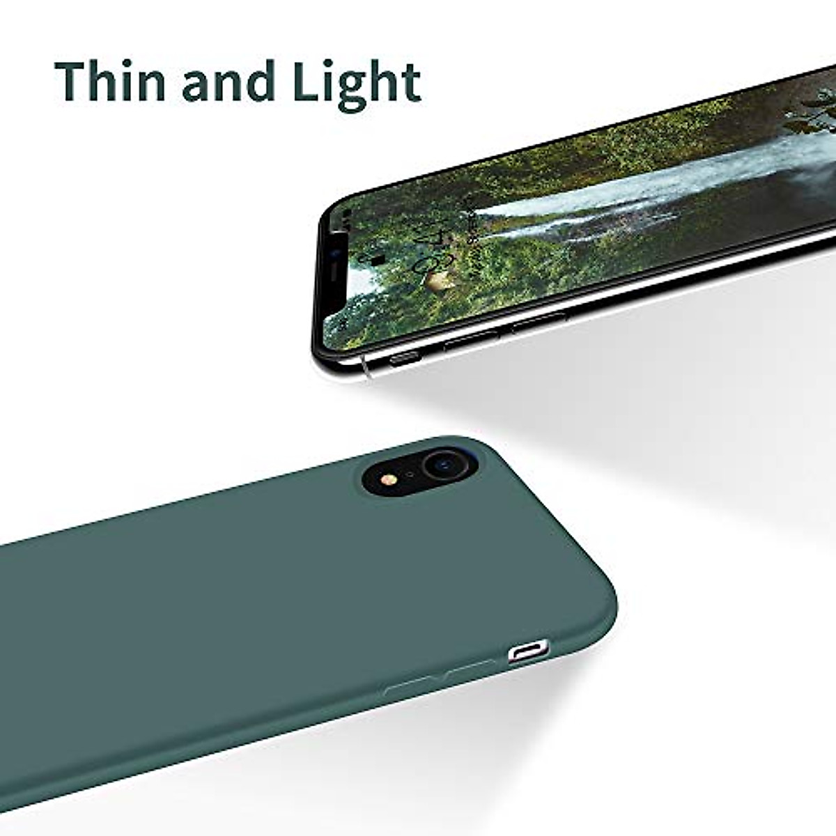 OTOFLY iPhone XR Case, [Military Grade Drop Protection] Premium Soft Liquid Silicone Rubber Full-Body Protective Bumper Case for iPhone XR 6.1 inch （Pine Green）