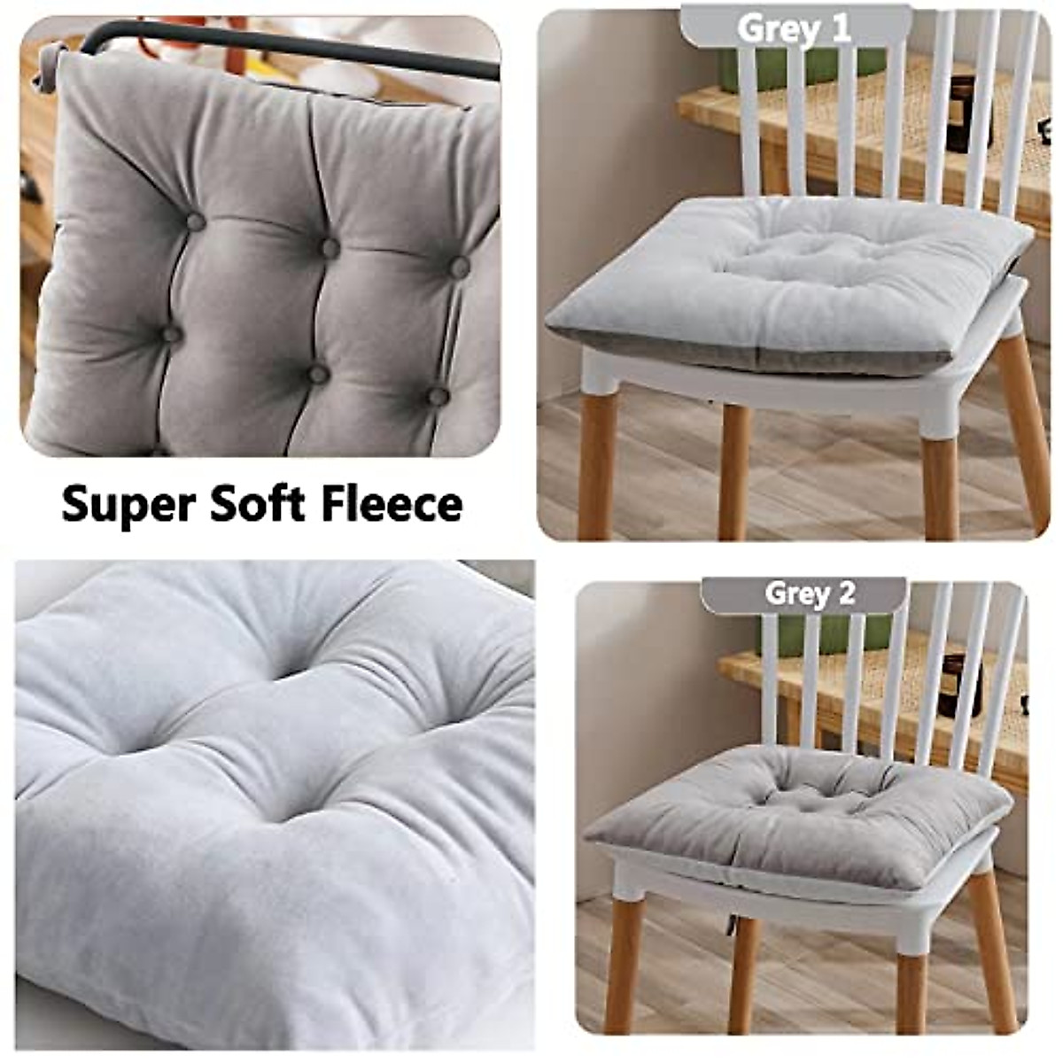 Kitchen Chair Cushions Set of 4 with Ties, Dining Chair Cushions Non Slip, Chair Pads for Dining Chairs Memory Foam, Double-Sides Chair Cushion for Dining Chairs Indoor Outdoor Yellow