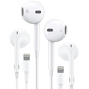 2 Pack iPhone Headphones Wired with Lightning Connector Plug and Play [MFi Certified] Apple Earbuds with Built-in Microphone & Volume Control Earphones for iPhone 14/13/12/SE/11/XR/XS/X/8/7 - All iOS