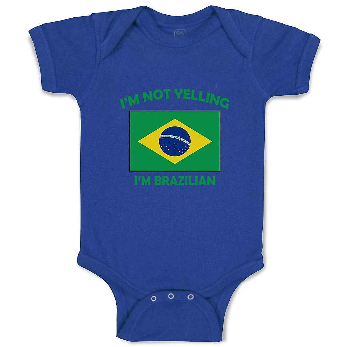 Custom Boy & Girl Baby Bodysuit I'm Not Yelling I Am Brazilian Brazil Funny Cotton Baby Clothes Royal Blue Design Only Newborn