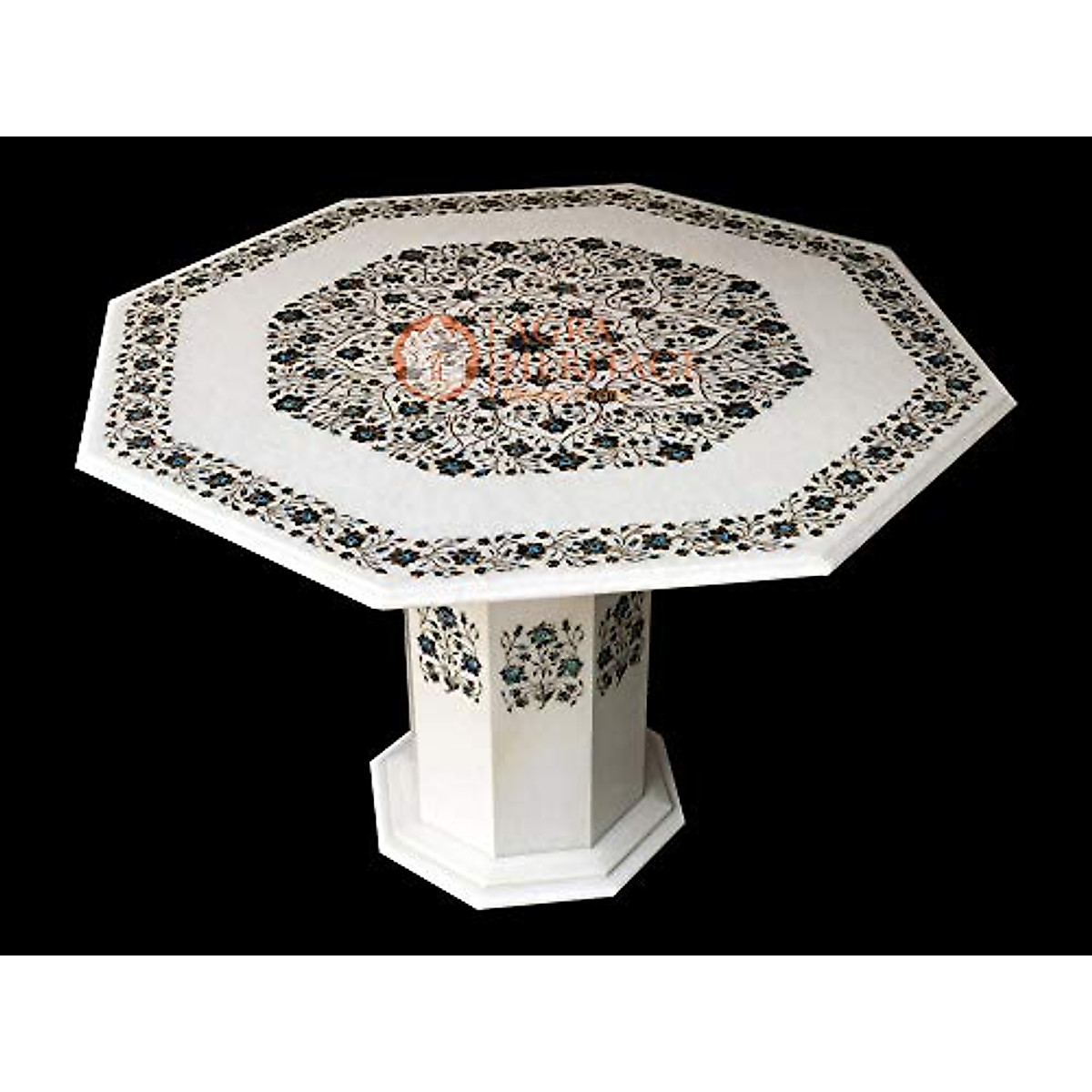 Marble Dining Center Table Top With Stand Pauashell Turquoise Inlay Garden Home Decor