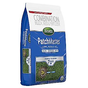 Scotts PatchMaster Lawn Repair Mix Sun + Shade Mix, Combination Grass Seed, Fertilizer, and Mulch, 10 lbs.