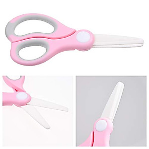 Kare & Kind Ceramic Baby Food Scissors - Pink - With Dust Cover and Storage Case - Cut Baby Food Easily - Ideal for Noodles, Meat, Chicken, Veggies and Fruits (Pink - 1 Pack)
