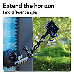 TELESIN Claw Clamp Mount + Extension Rod + Phone Holder Bundle Kit, 360 Dual Ball Head Gripper Monitor, Bicycle Bike Motorcycle Handlebar Boat Vehicle Clip for GoPro Insta360 AKASO Smartphone